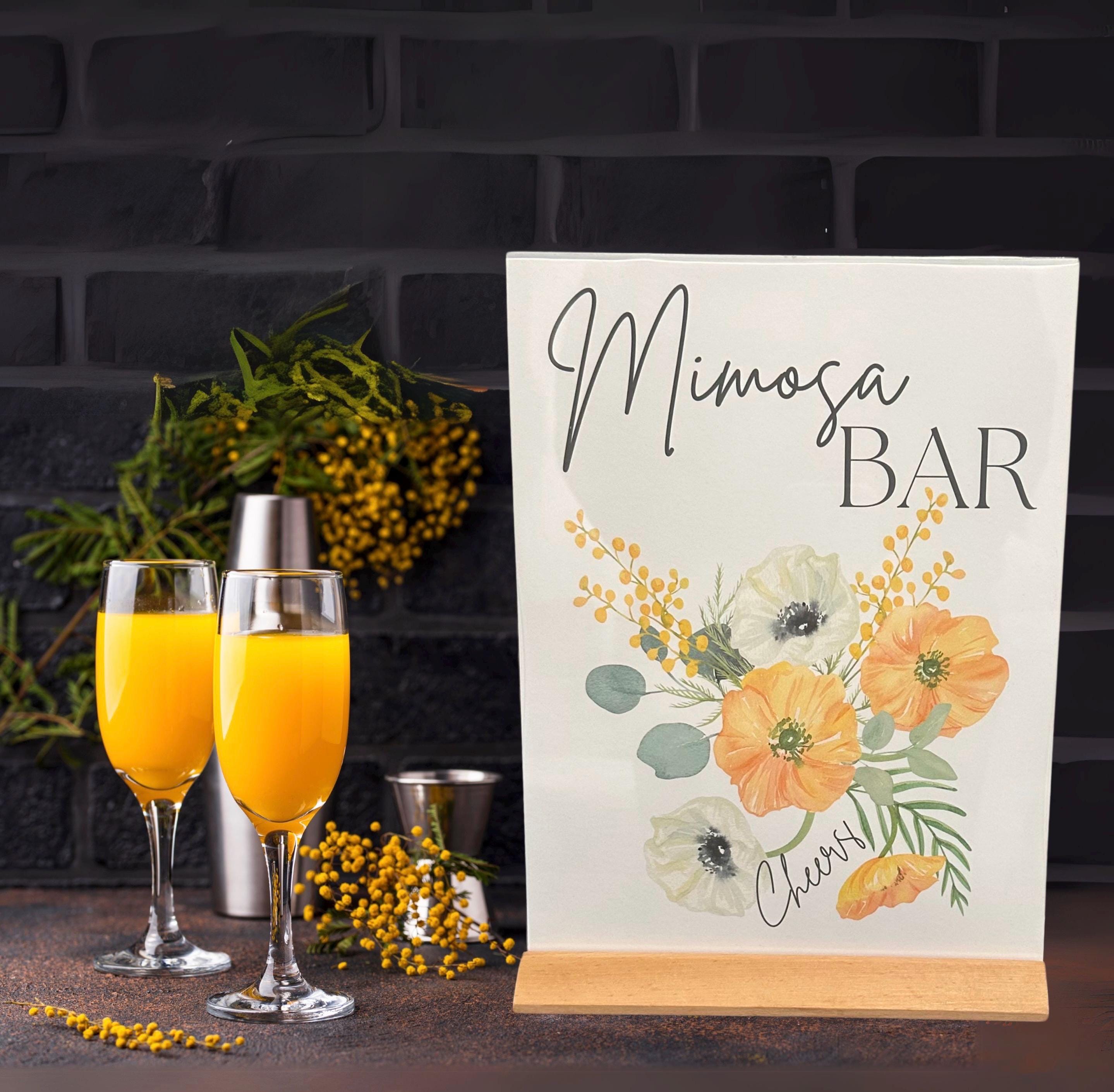 Mimosa Bar Sign, Orange Floral Design With Wood Stand, Bridal or Baby ...