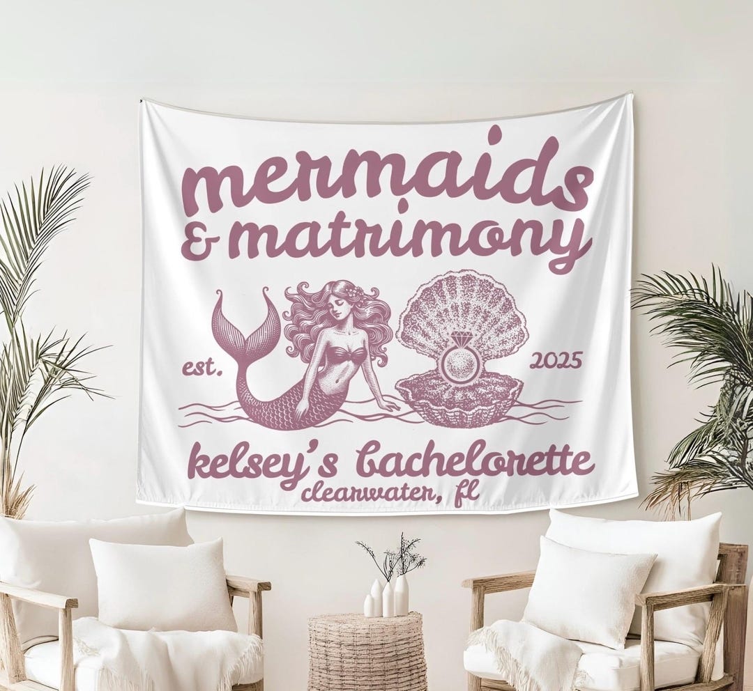 Mermaids & Matrimony Banner: Coastal Bachelorette Party Decor - Etsy