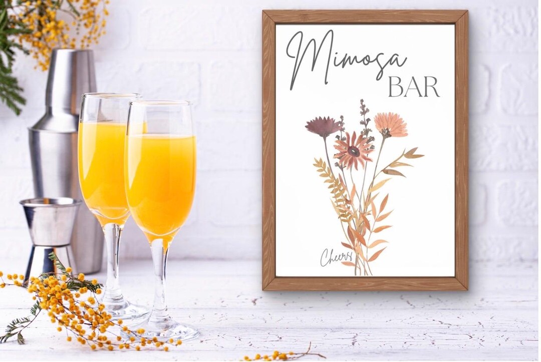Mimosa Bar Sign Template, Fall Flowers, Bridal or Baby Shower, Instant ...