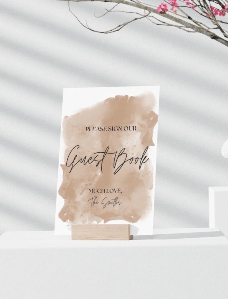 Charming Rustic Wedding Guest Book Sign Template Digital Download for ...