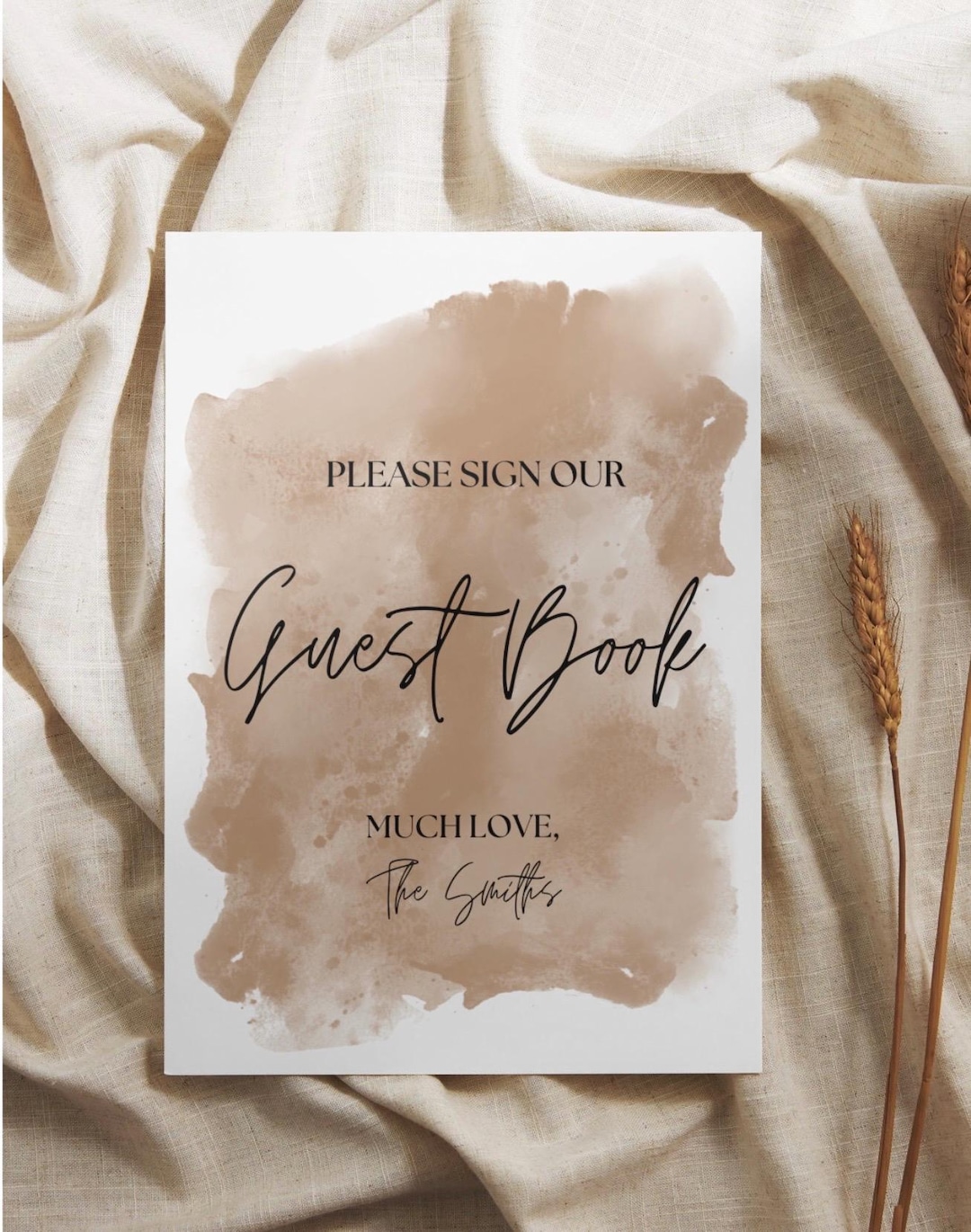 Charming Rustic Wedding Guest Book Sign Template Digital Download for ...