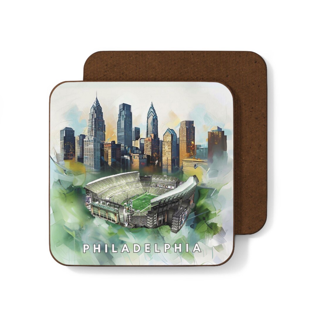 Philadelphia Skyline & Stadium Coaster - Philly Housewarming Gift, Bar ...