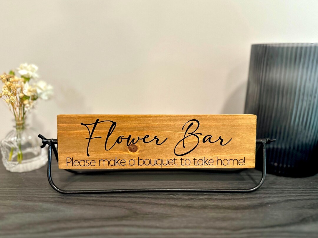 Wood Flower Bar Sign, Wedding, Bridal or Baby Shower, Rustic Boho Bloom ...