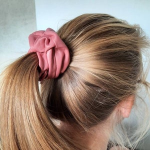 White Leather Scrunchies, Lambskin Scrunchies, Leather Hair Ties, Ponytail Holder, Leather ...