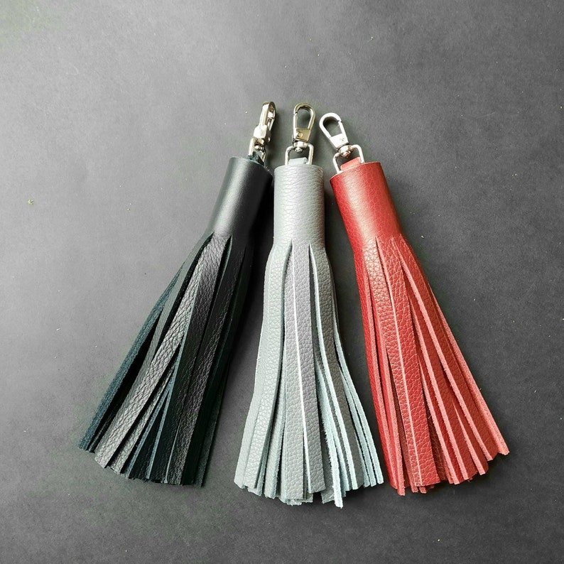 Leather Tassel Keychain.leather Key Fob.leather Tassel Large - Etsy