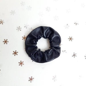 White Leather Scrunchies, Lambskin Scrunchies, Leather Hair Ties, Ponytail Holder, Leather ...