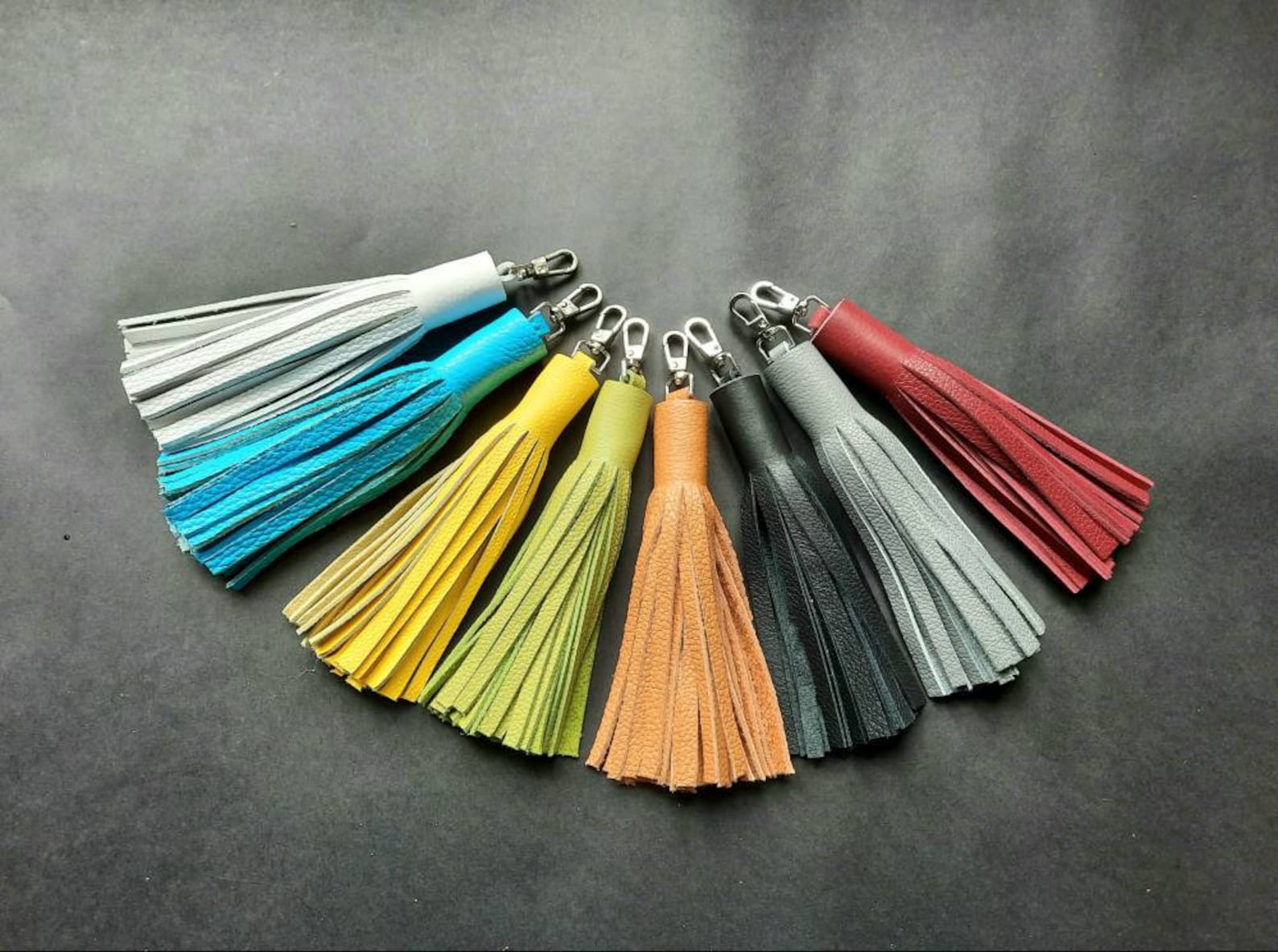 Leather Tassel Keychain.leather Key Fob.leather Tassel Large - Etsy