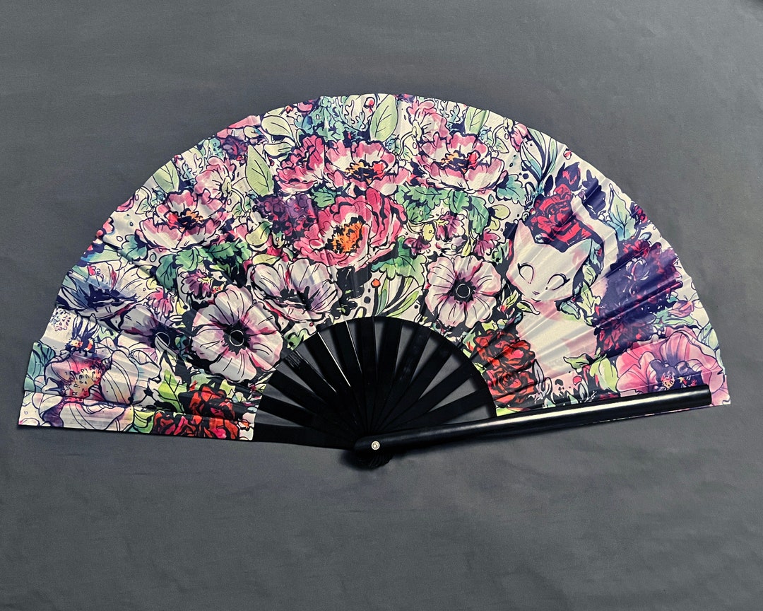 XL Floral Folding Hand Fan Rave Fan Clack Fan - Etsy