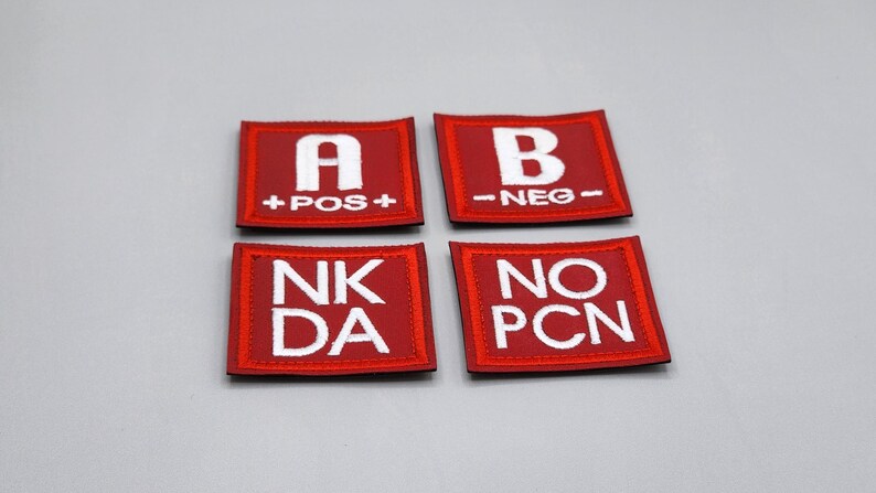 Blood Type Patch, 2"x2" Iron-on/sew-on or Hook and Loop Embroidered ...