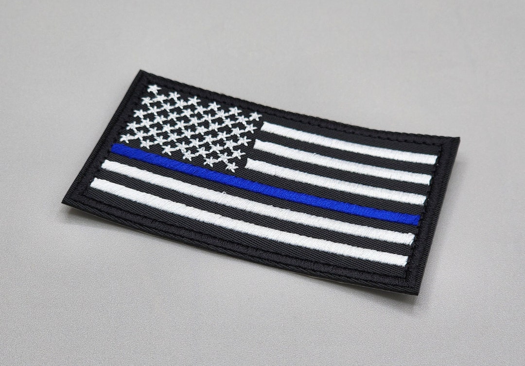 Thin Blue Line Flag Patch, First Responders Flag Patch, Embroidered Iron-on/hook & Loop Badge ...