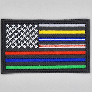 First Responders Flag Patch, Embroidered Iron-on/hook & Loop Badge ...