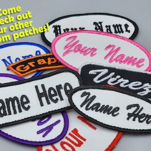 4” X 1” Name Patch, Embroidered Name Tag, Iron-on/hook & Loop Custom ...