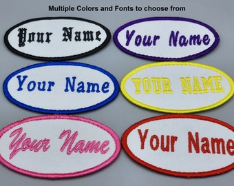 Custom Embroidered Iron-on Name Patch - Oval - White Background - Etsy