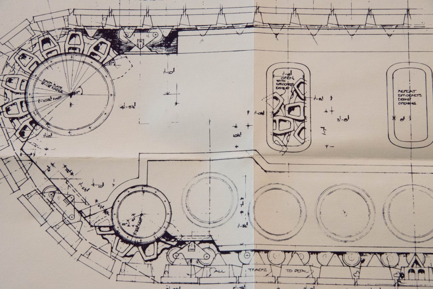 Vintage Star Wars Blueprint For Sandcrawler Tread Detail N2