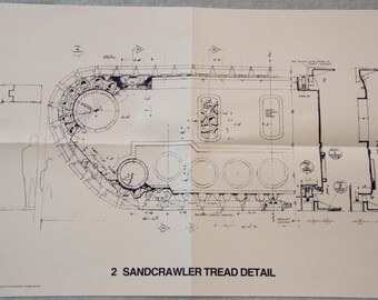 Vintage Star Wars Blueprint For Sandcrawler Tread Detail N2