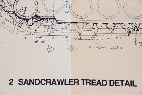 Vintage Star Wars Blueprint For Sandcrawler Tread Detail N2