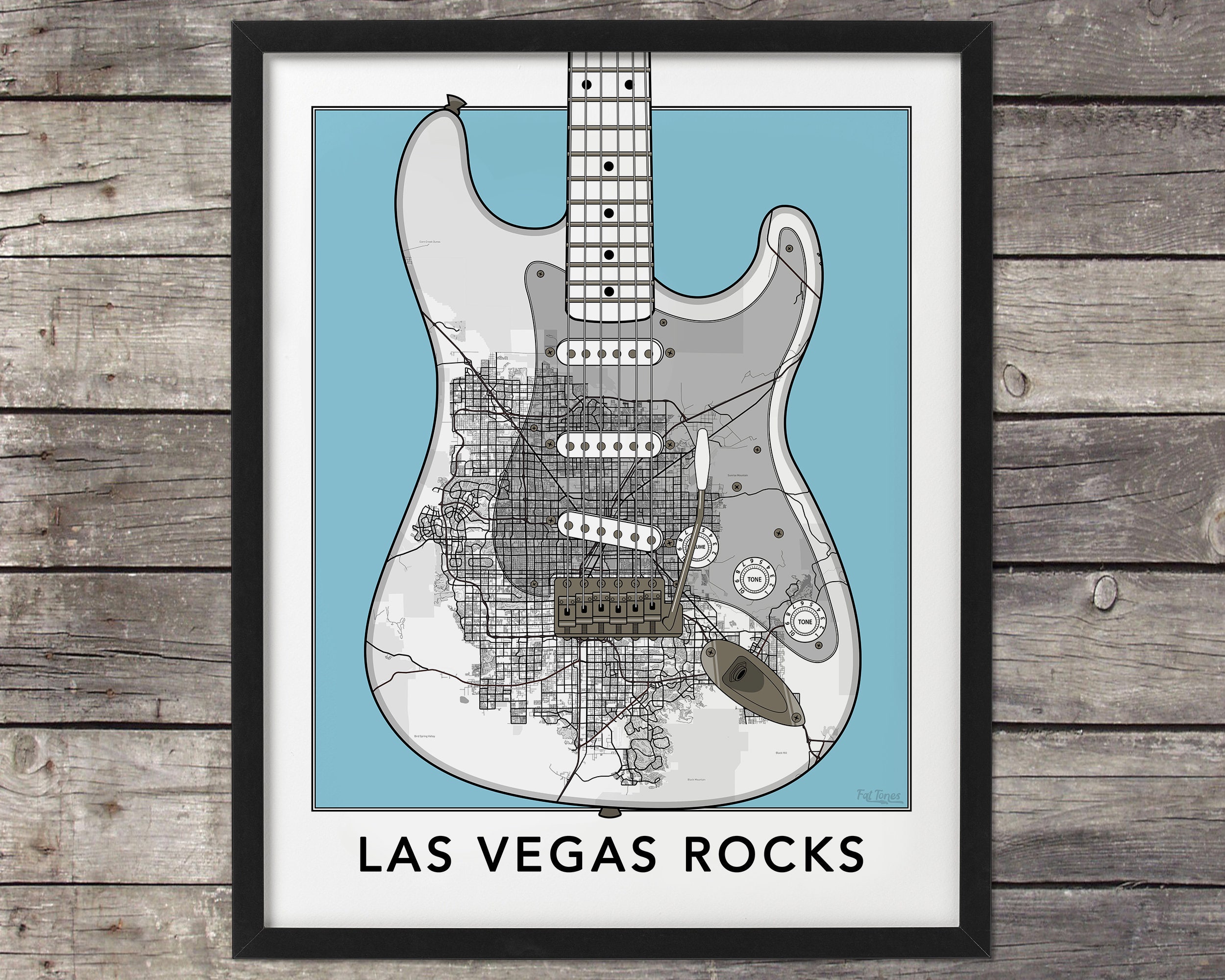 Las Vegas Map, Guitar Road Map, Las Vegas Print, Las Vegas Art, Las ...
