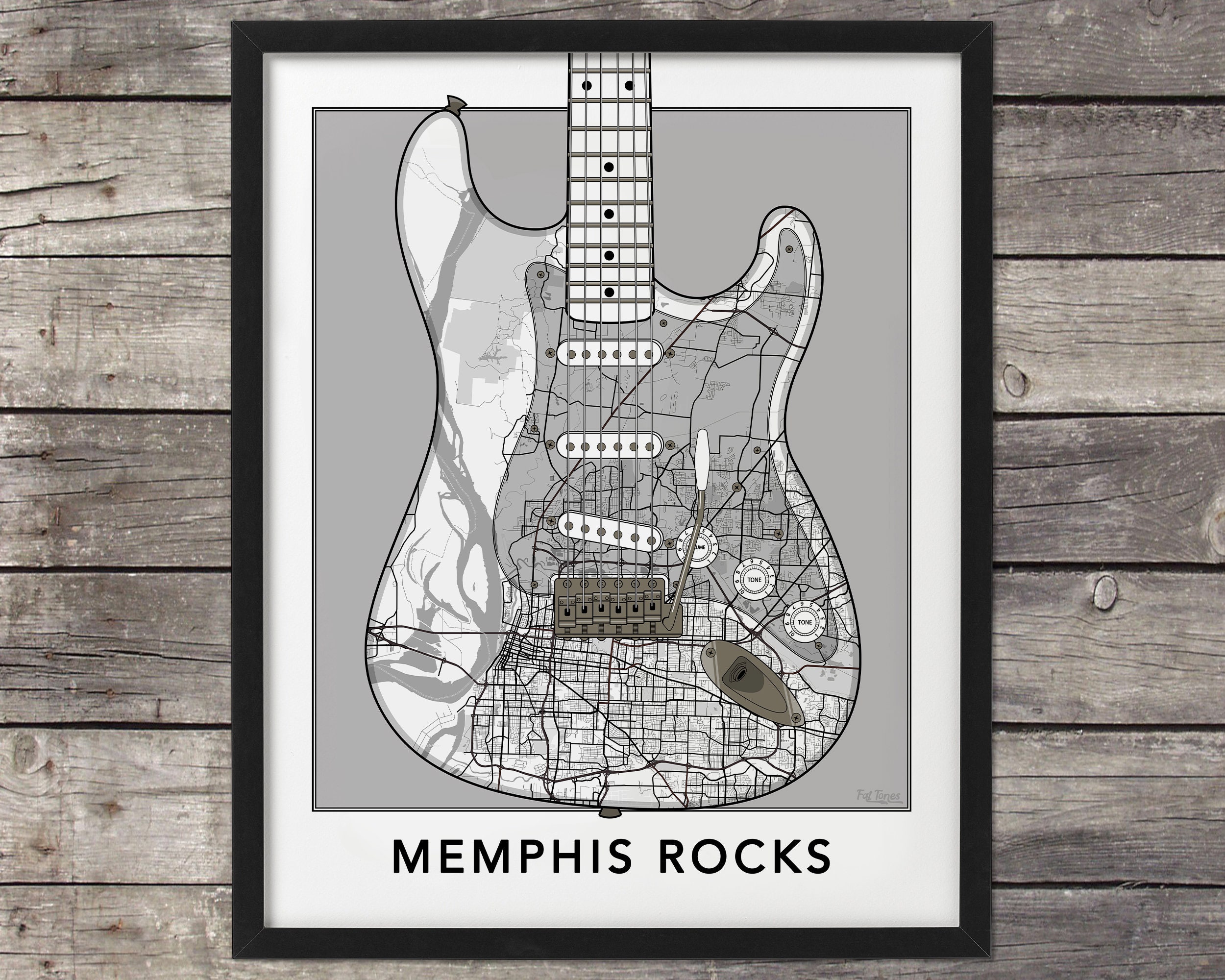 Memphis Map, Stratocaster Guitar Art, Memphis Print, Memphis Art ...