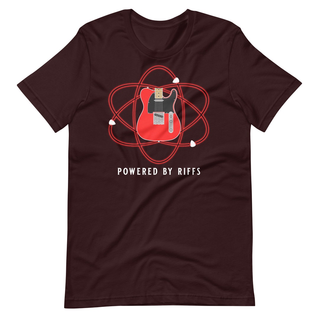 Guitar T-shirt, Fender Telecaster, Powered by Riffs, Electric Guitar ...