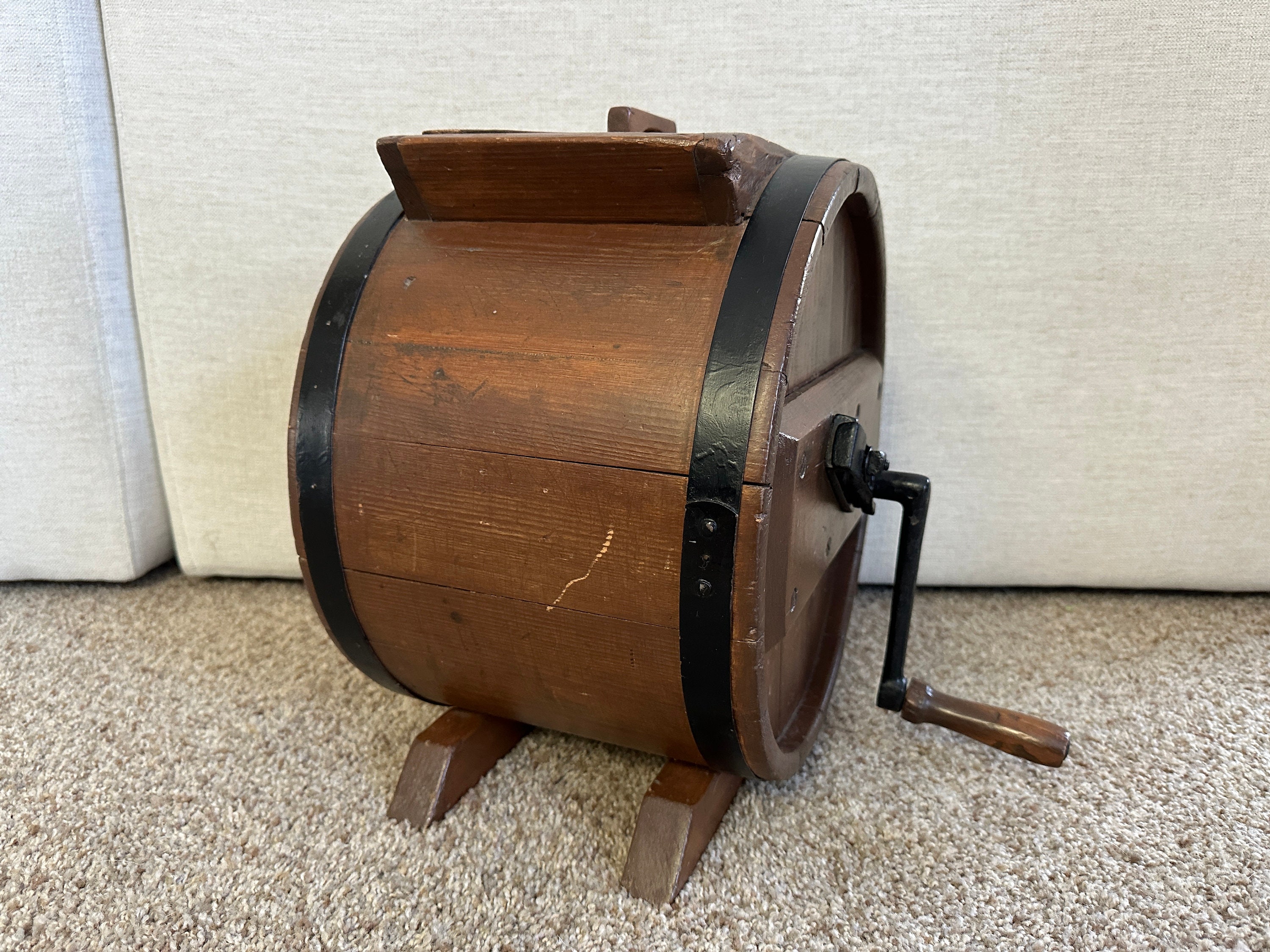 Antique Tabletop Wooden Barrel Butter Churn Primitive Farmhouse Decor ...