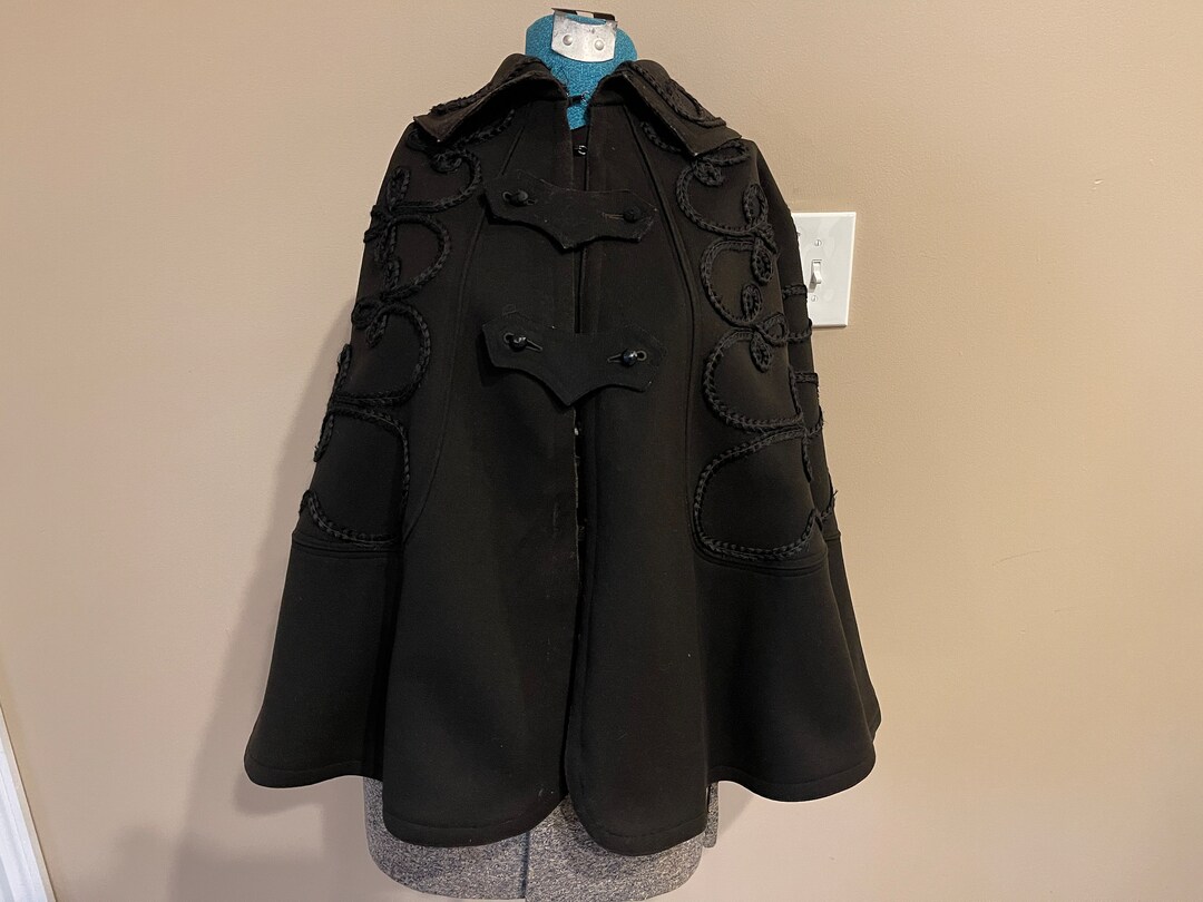 Antique Black Wool Cape With Beautiful Braided Trim Turn of the Century ...