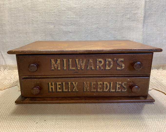 Antique Milward's Helix Needles Cabinet - Wood Needle Cabinet ...