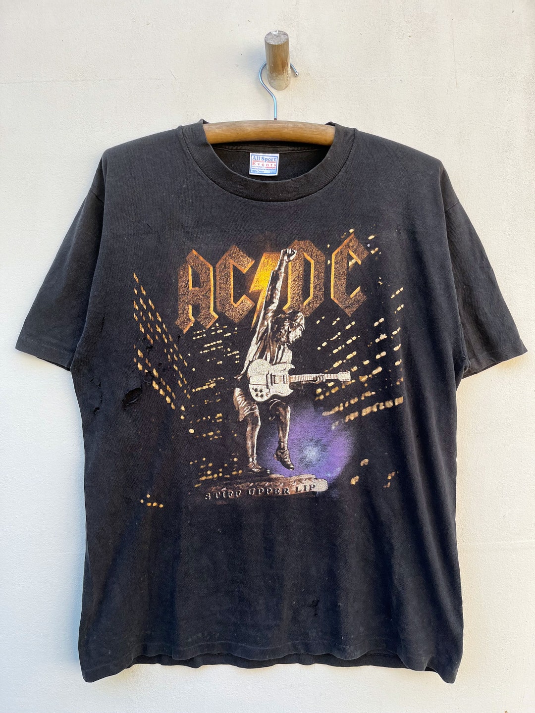 Vintage Distressed ACDC Stiff Upper Lip - Etsy