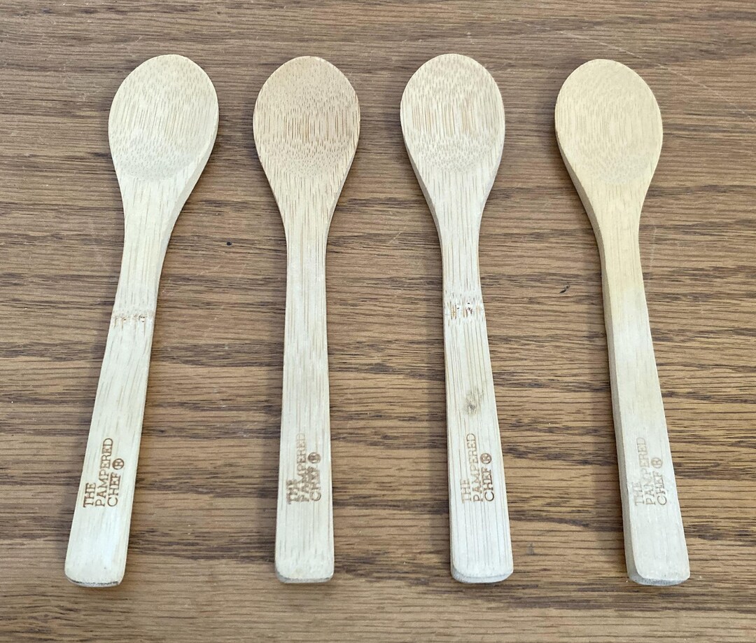 4 Pc. the PAMPERED Chef Bamboo Mini 7" SERVING SPOONS Nice! - Etsy