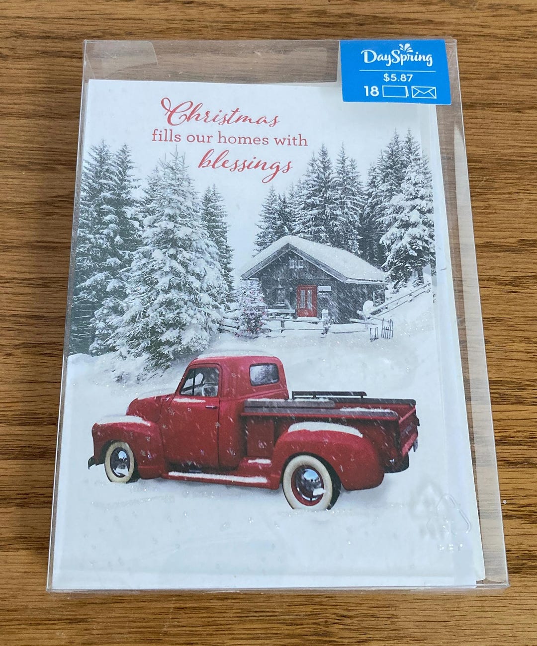 16 DAYSPRING Old Red Truck CHRISTMAS CARDS W/glitter Cute - Etsy