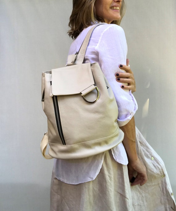 Gift for Mom off White Leather Backpack for Woman - Etsy