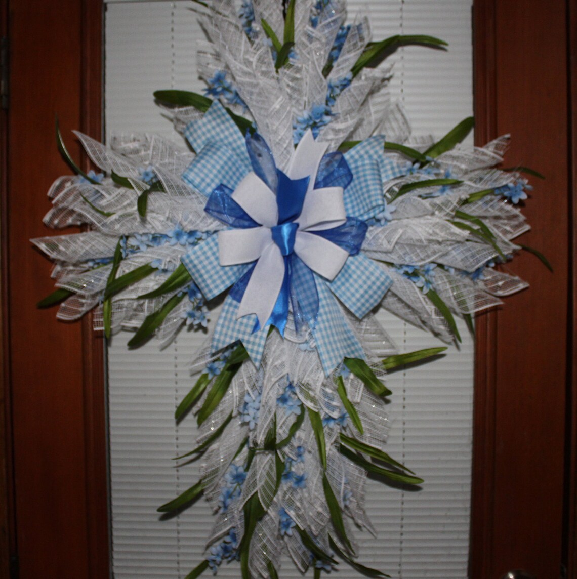 Easter Cross Wreath, Cross Wreath, Deco Mesh Cross, Memorial Cross ...