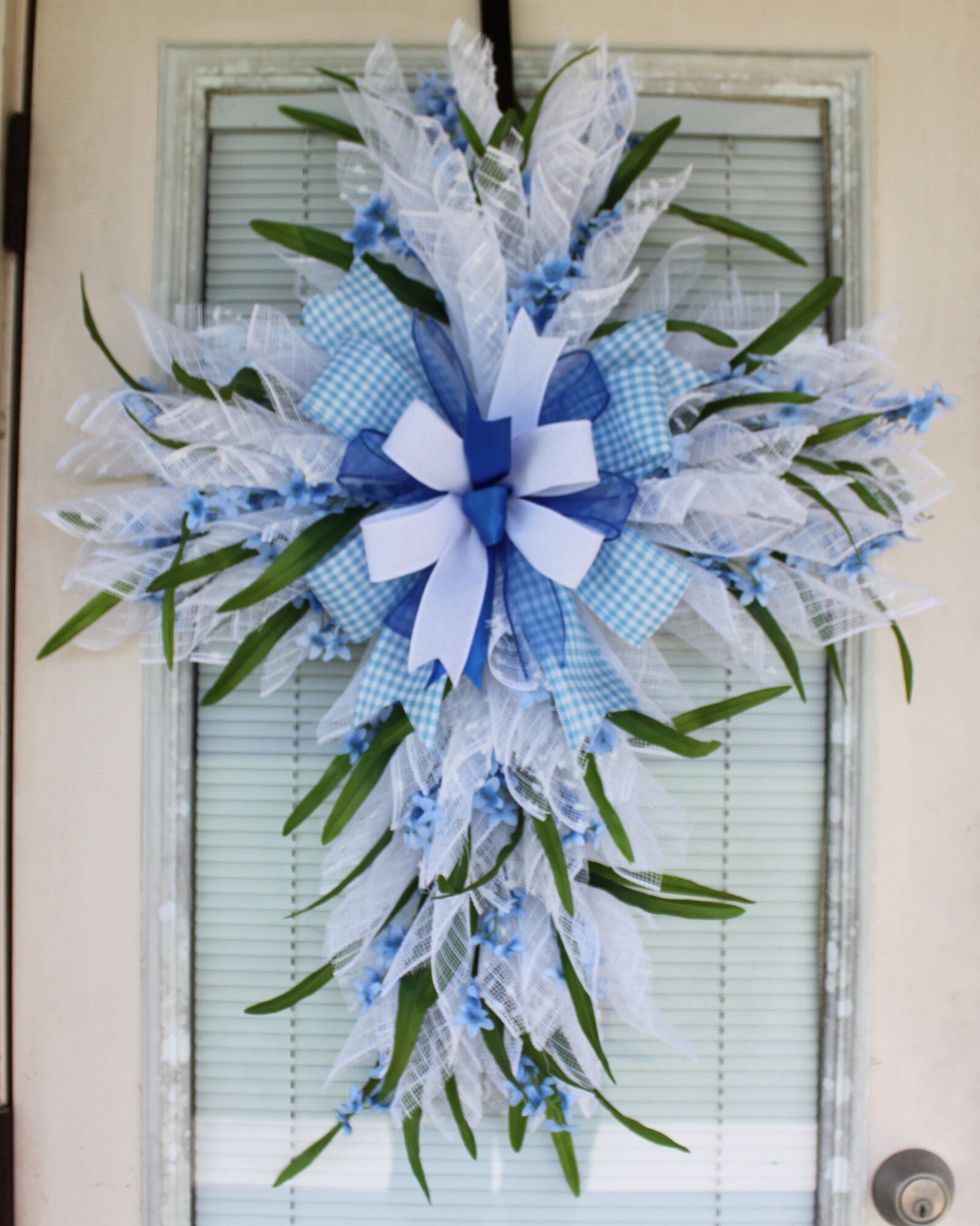 Easter Cross Wreath, Cross Wreath, Deco Mesh Cross, Memorial Cross ...
