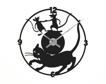 Cat and Mouse Clock - Etsy