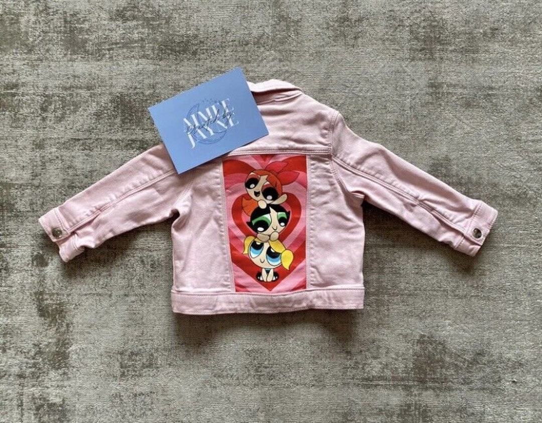 Custom Hand Painted Powerpuff Girls Kids Denim Jacket Size 18-23 Months ...