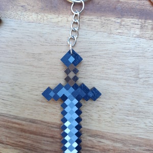Pixel Diamond Gold Iron Sword Keychain Mine Craft Gamer Gift - Etsy