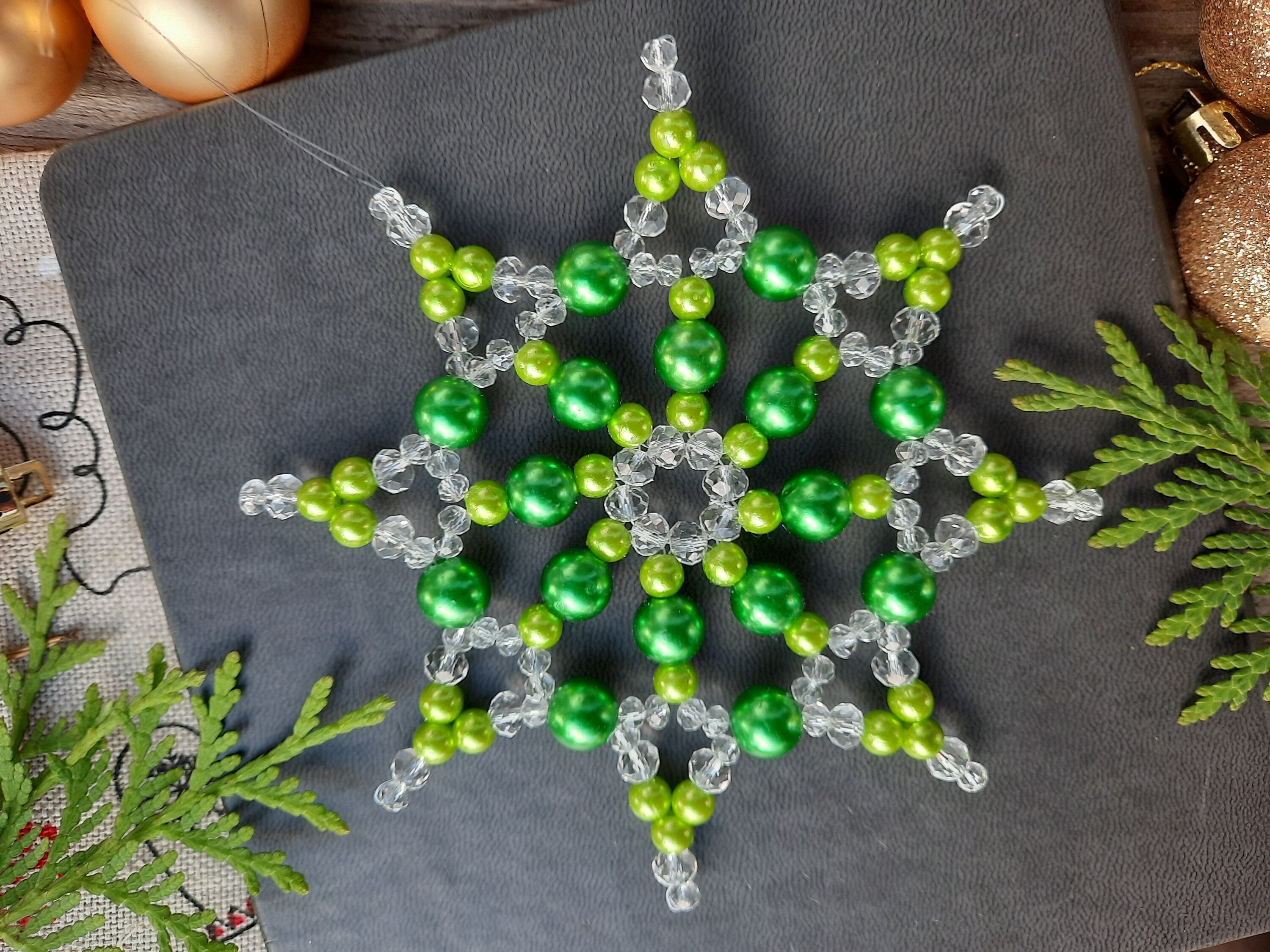 Beaded Snowflake Tutorial English, Holiday Tree Star Ornament Beading ...