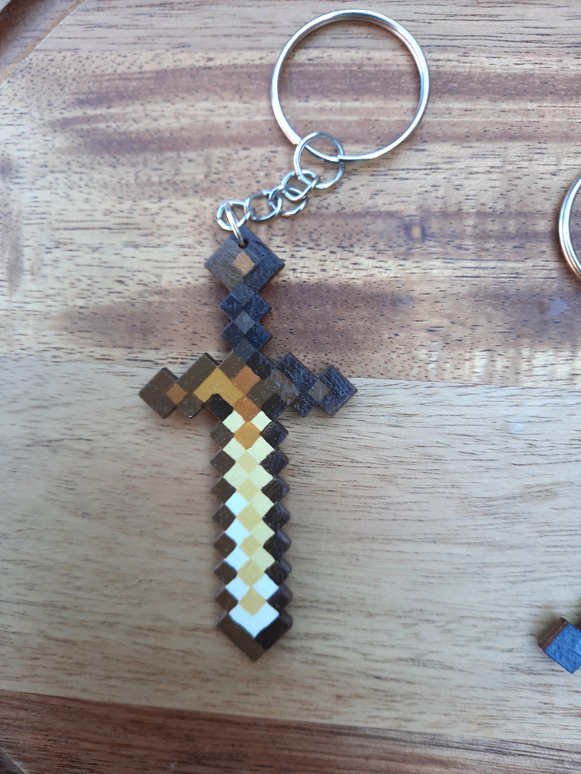 Pixel Diamond Gold Iron Sword Keychain Mine Craft Gamer Gift - Etsy