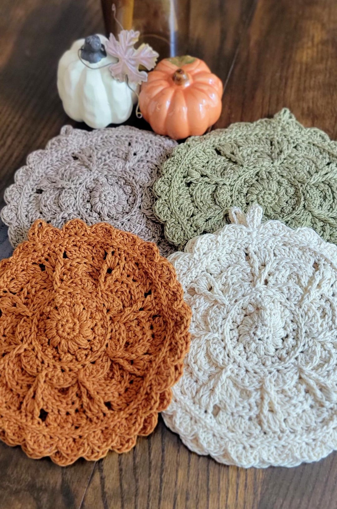 100% Cotton Handmade Hot Pad Prairie Kitchen Hot Pad Heirloom Round Hot ...