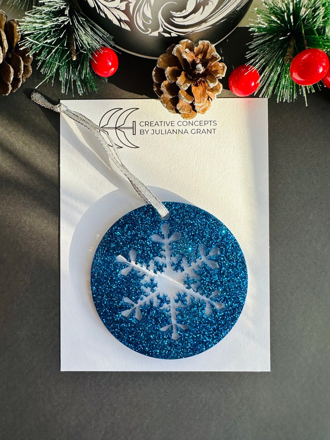 Blue Glitter Snowflake Cutout Resin Ornament I Blue Snowflake - Etsy