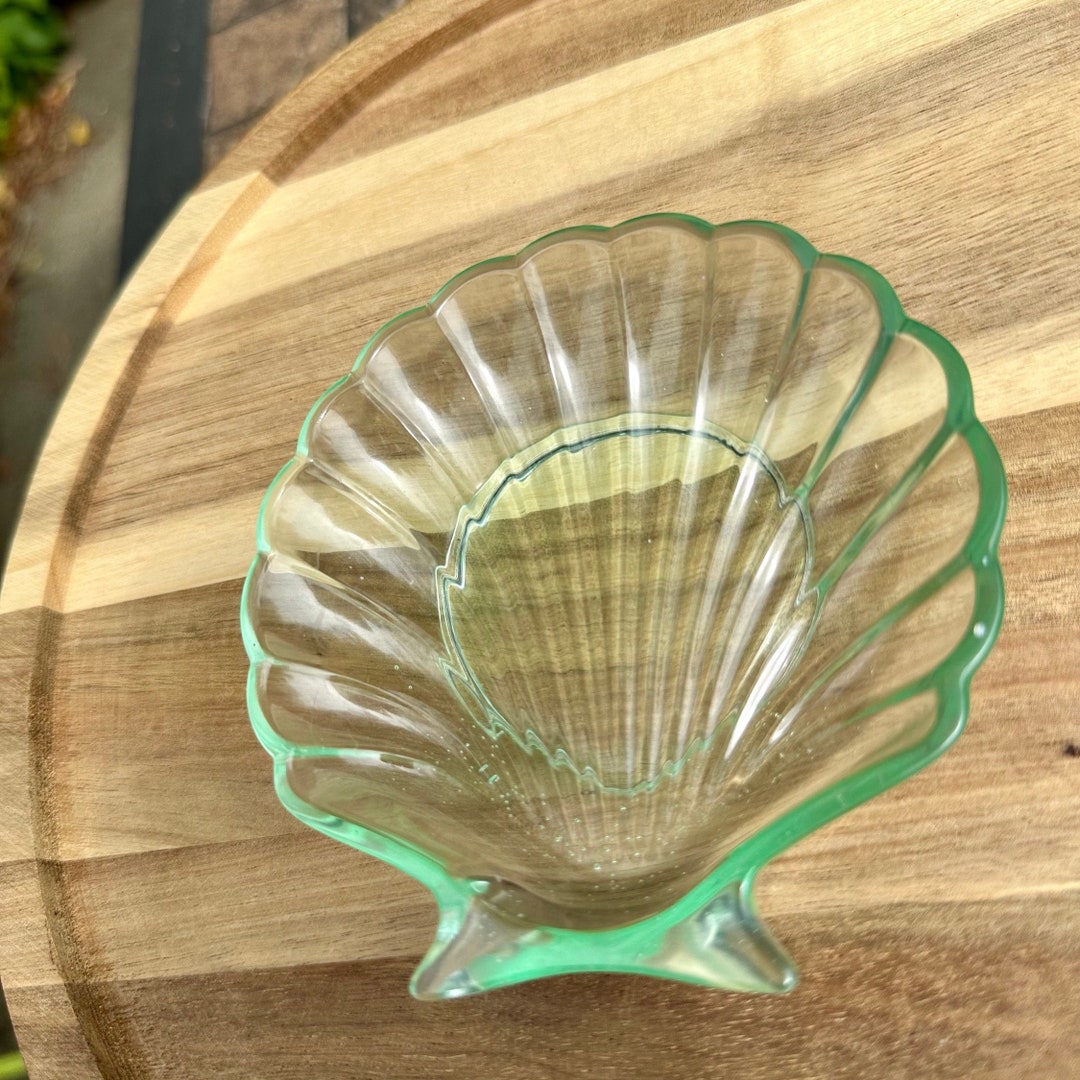 Teal Transparent Resin Sea Shell Dish, Shell Trinket Dish, Blue Green ...