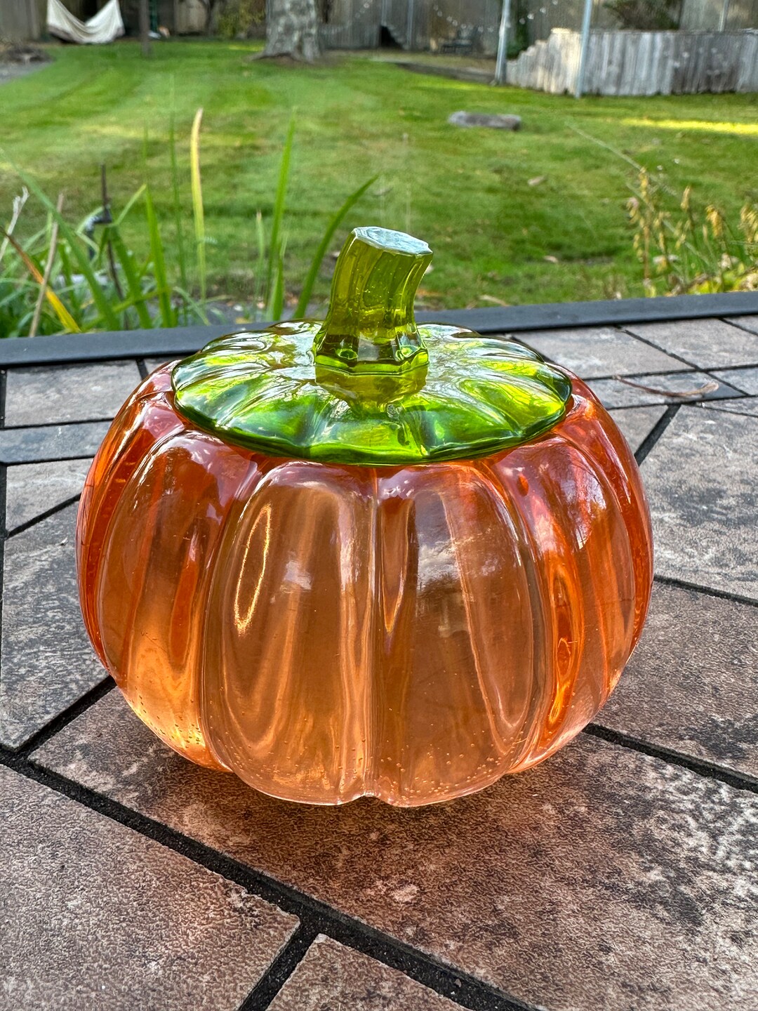 Resin Pumpkin Jar I Orange and Green Pumpkin Box I Pumpkin Storage ...
