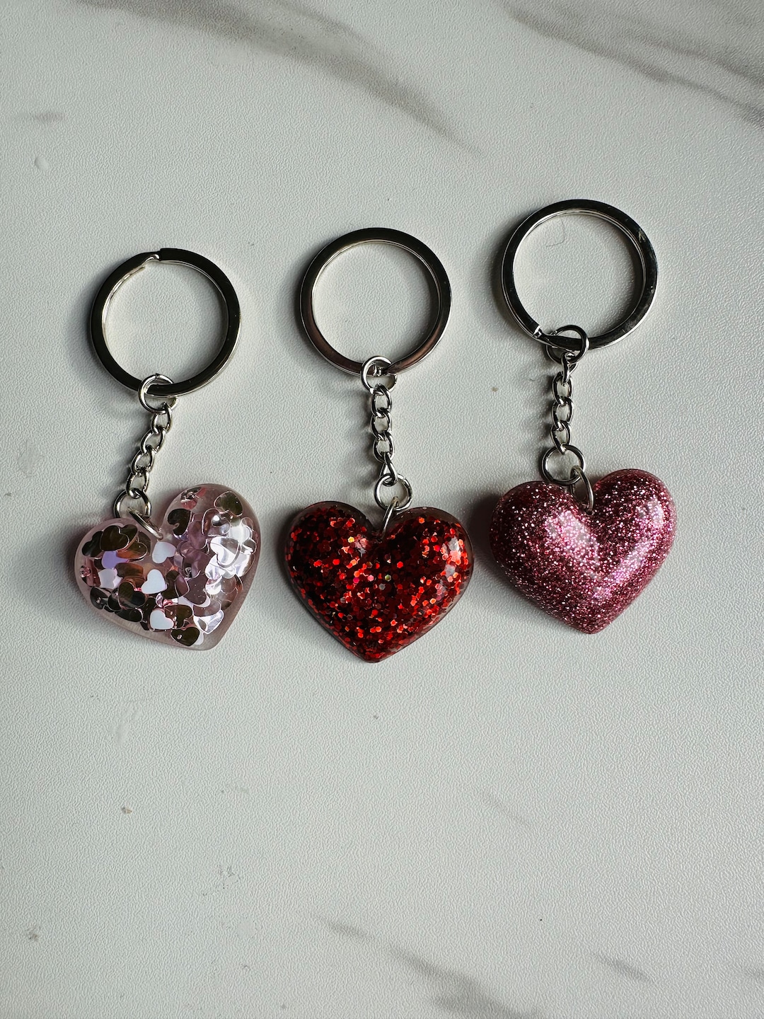 Glitter Heart Keychains in Red, Pink and Mini Hearts I Valentine’s Day ...