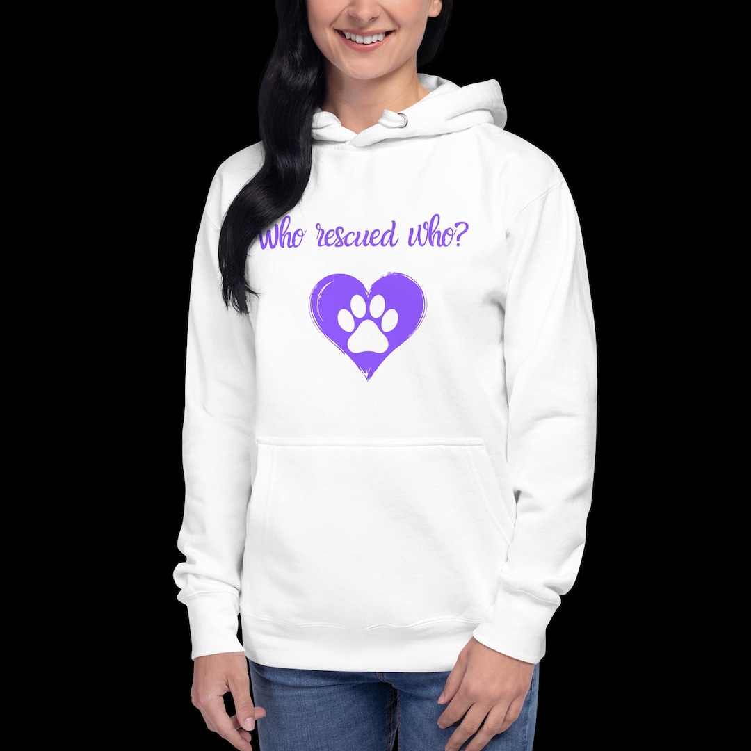 Who Rescued Who? Purple Logo Unisex Hoodie, Rescue Dog Hoodie, Who ...