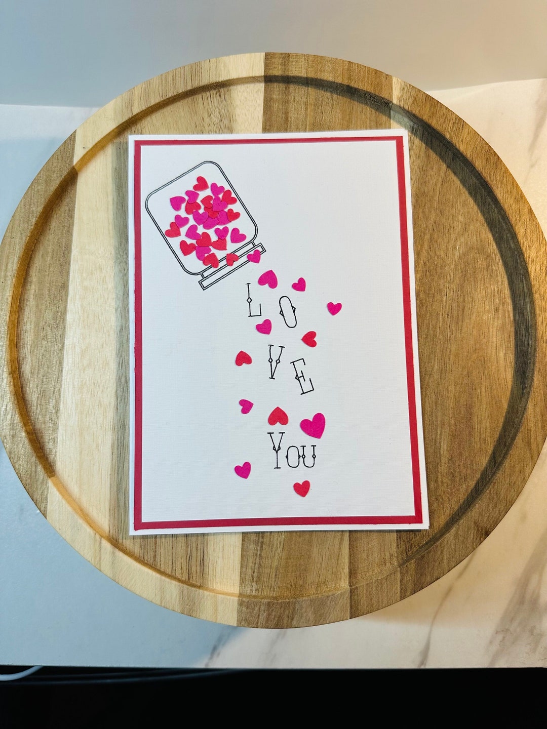 Love You Jar of Hearts Valentines Cards I Red and Pink Heart Jar ...