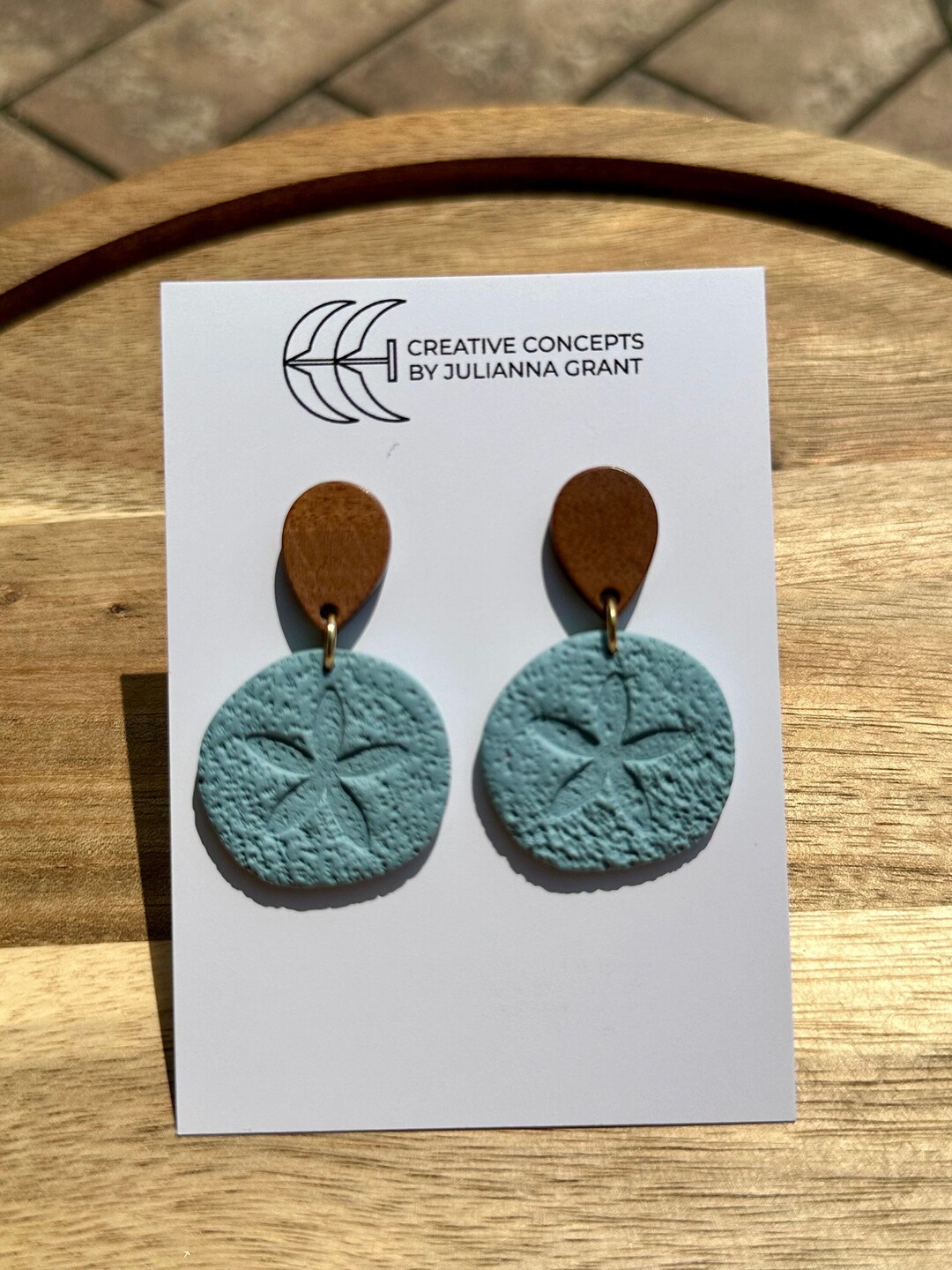 Handmade Polymer Clay Teal Sand Dollar Earrings (for Pierced Ears ...