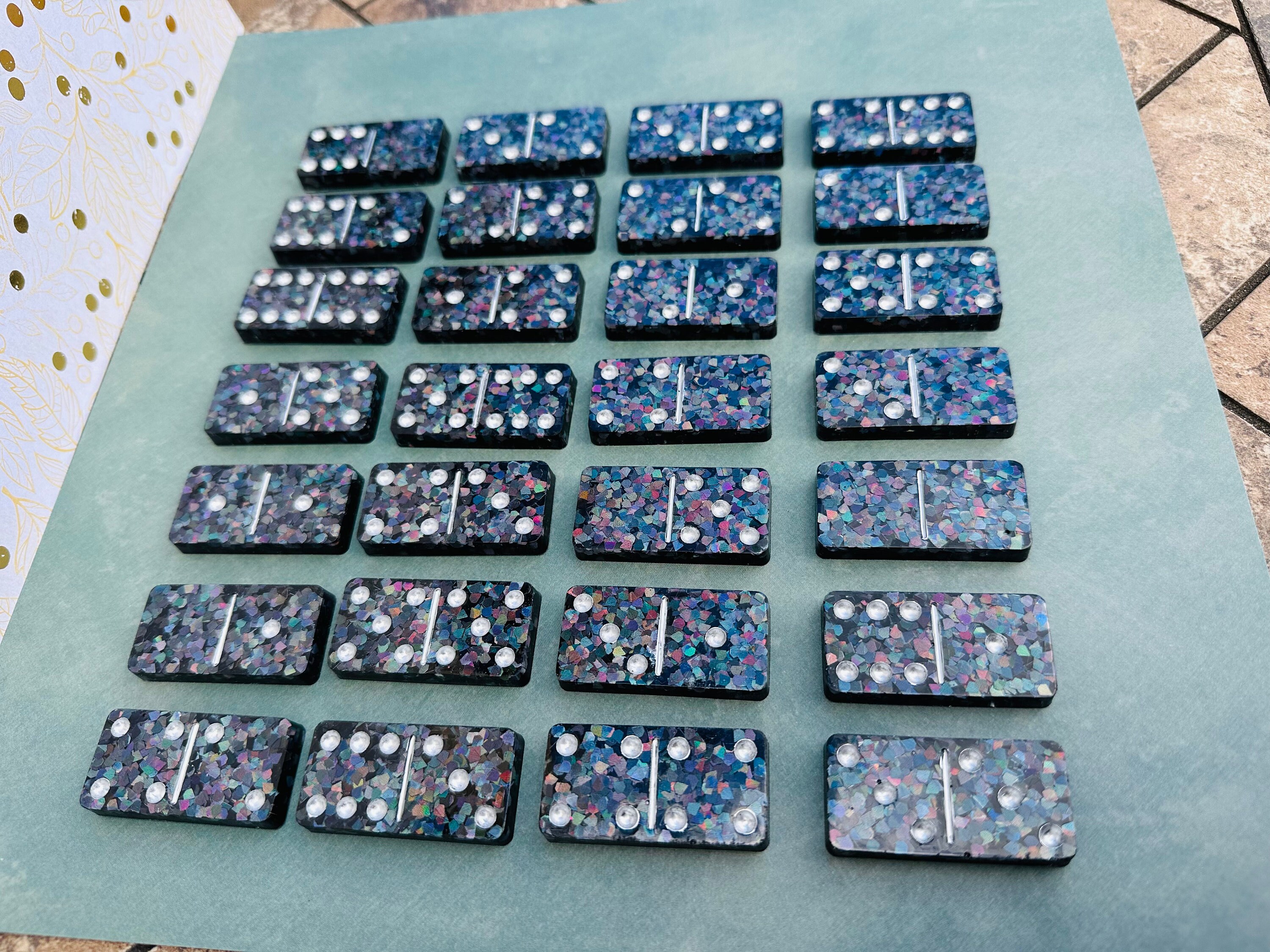 Black Rainbow Holographic Glitter Domino Set With Zipper Pouch I ...