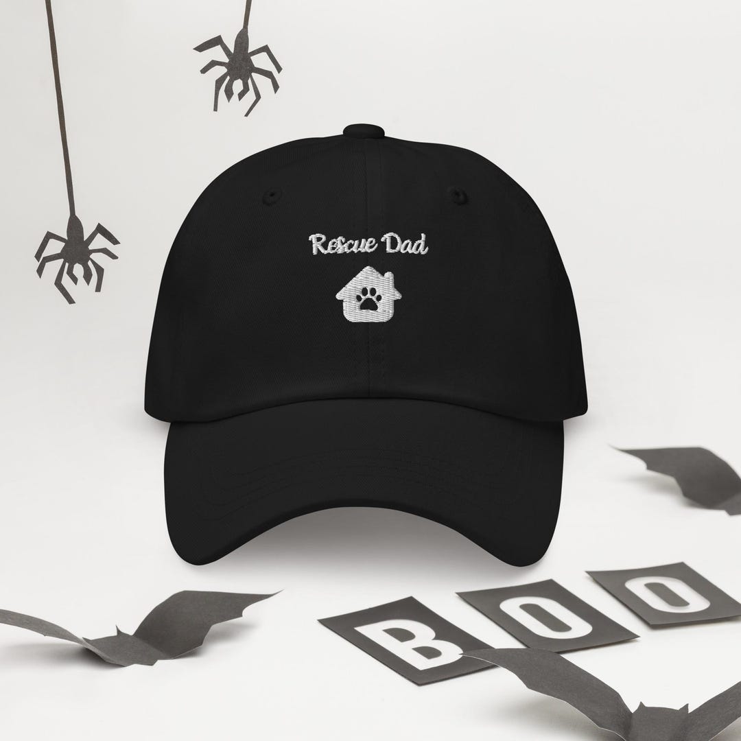 Rescue Dad Black With White Embroidery, Dog Dad Hat - Etsy