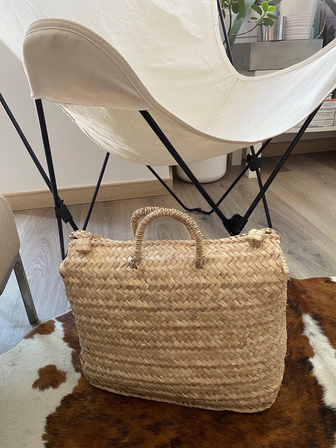 Palm Basket With Two Handles Portuguese Basket Handmade - Etsy