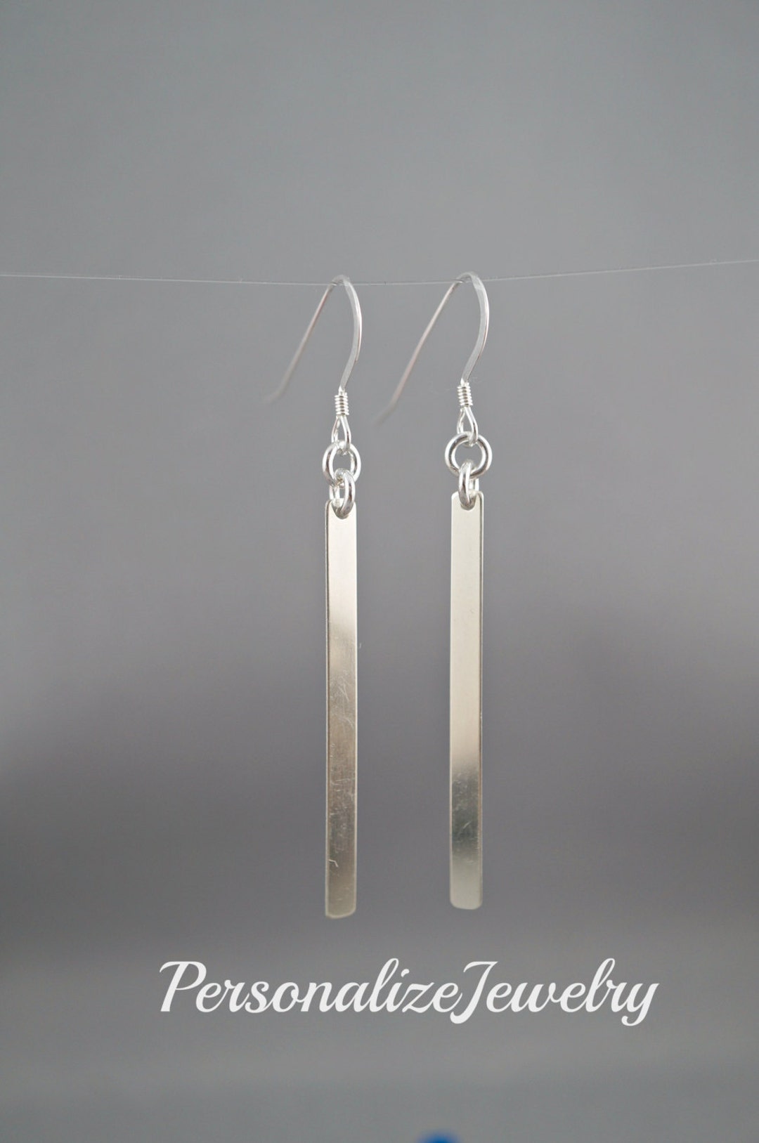 Sterling Silver Bar Drop Earrings | Modern Chic Dangle Design | Simple ...
