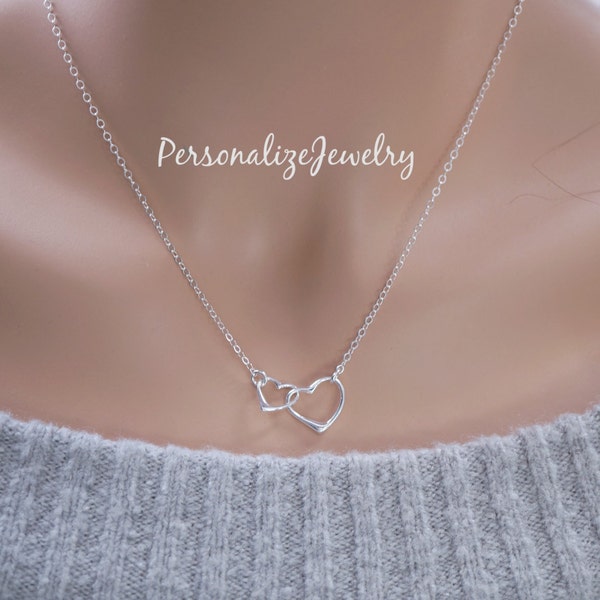 Double Heart Necklace - Etsy